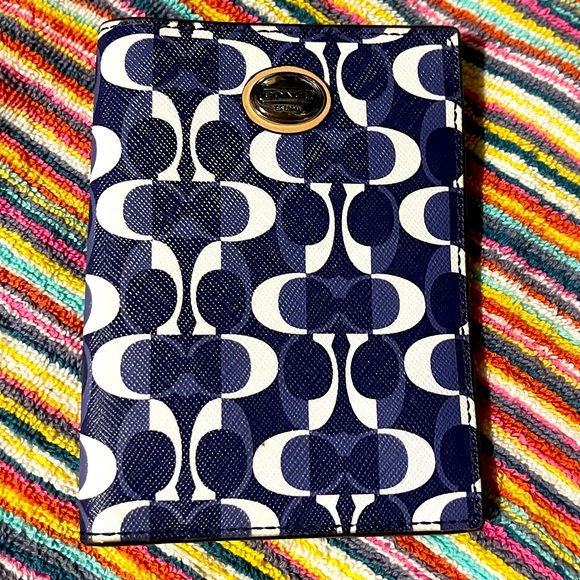 Coach | Accessories | Coach Navy And White Logo Patterned Passport Case ...